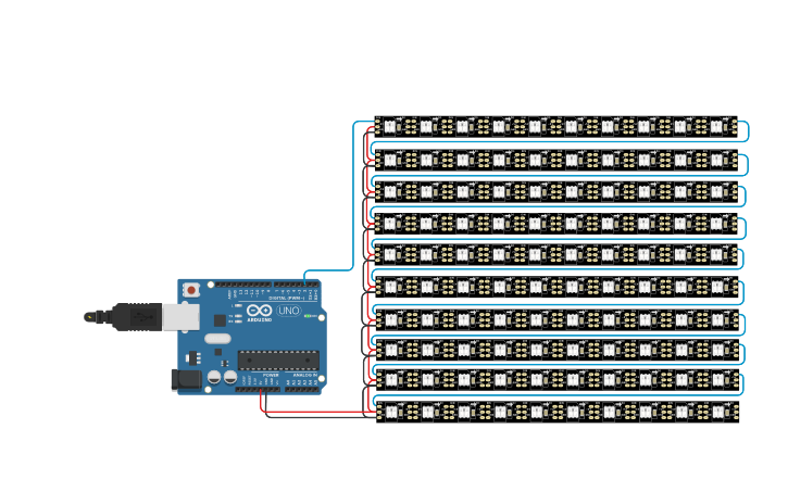 Circuit design 10x10 led matrix - Tinkercad