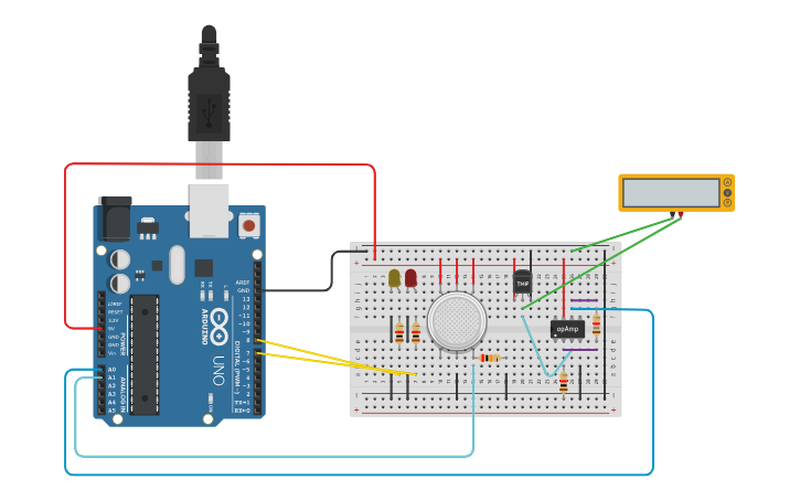 Circuit design Fire Alarm - Tinkercad