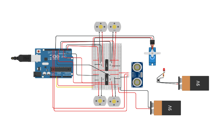 Circuit design Arduino Car - Tinkercad