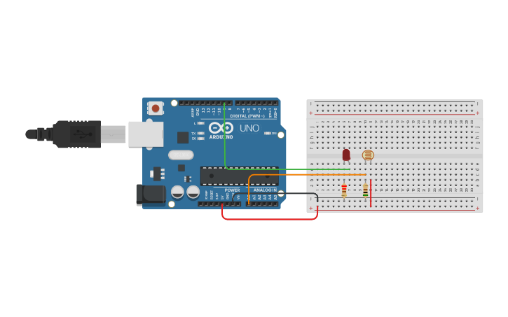 Circuit design Photoresistor with Arduino - Tinkercad