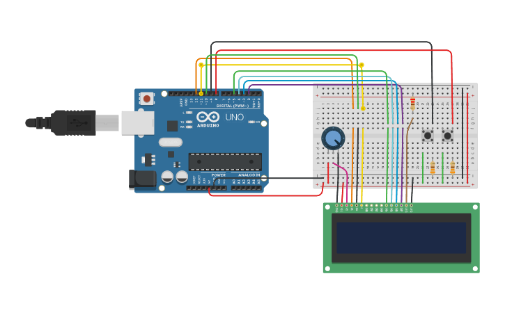 Circuit design LCD - Tinkercad