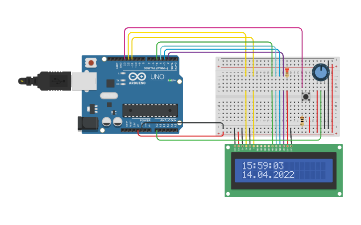 Circuit design Copy of LCD and Potentiometer with Arduino - Tinkercad