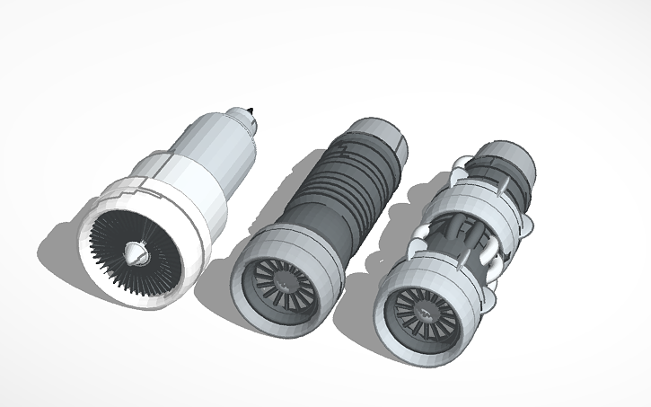 3D design Jet engines (Commercial, Military) - Tinkercad