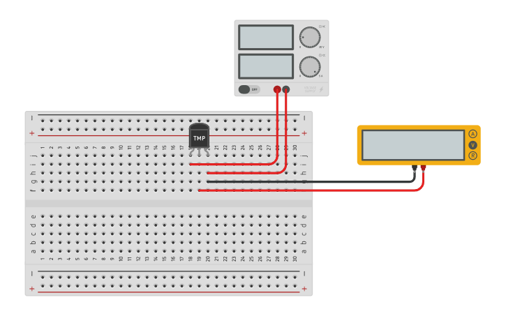 Circuit design temp36 with multimeter - Tinkercad