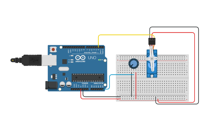 Circuit design Practica de servo motor | Tinkercad