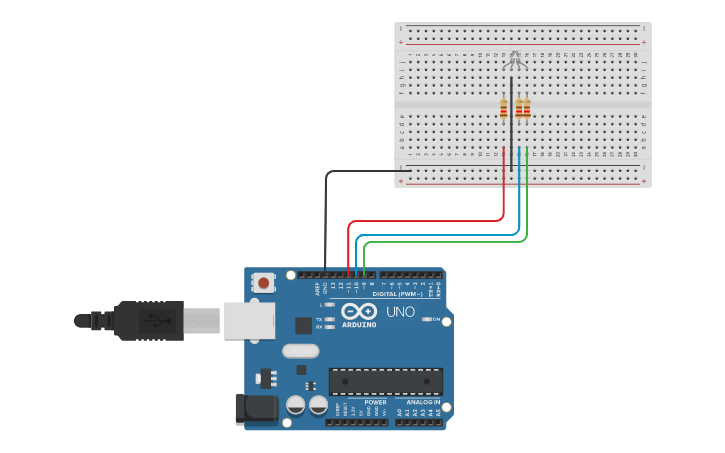 Circuit design Led RGB | Tinkercad