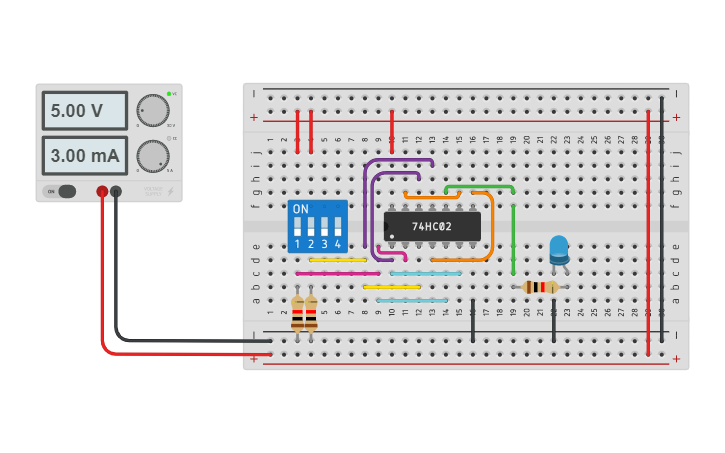 Circuit design XNOR GATE USING NOR GATE - Tinkercad