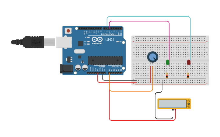 Circuit design sensor analogico - Tinkercad
