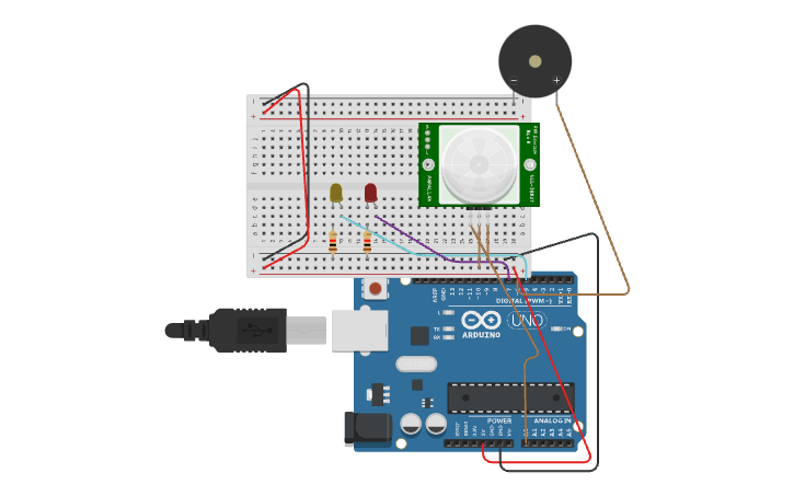 Circuit design sistema de seguridad para el hogar - Tinkercad