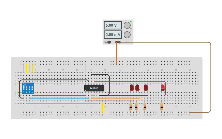 Circuit design Gray To Binary | Tinkercad