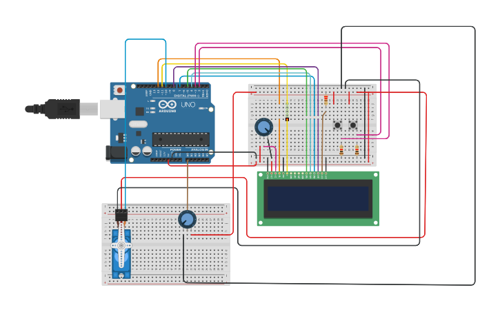 Circuit Design Copy Of Lcd Pacman Pulsadores Tinkercad 