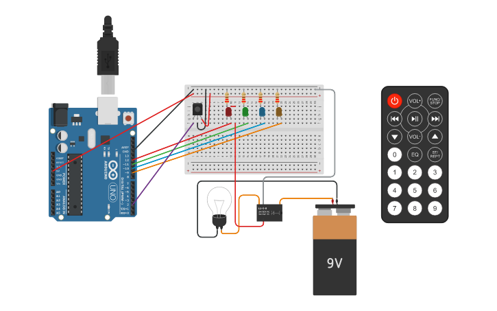 Circuit design IR Sensor with Remote - Tinkercad