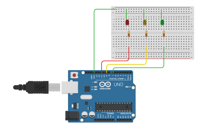Circuit Design Practico Arduino 03 Semáforo Tinkercad 6802