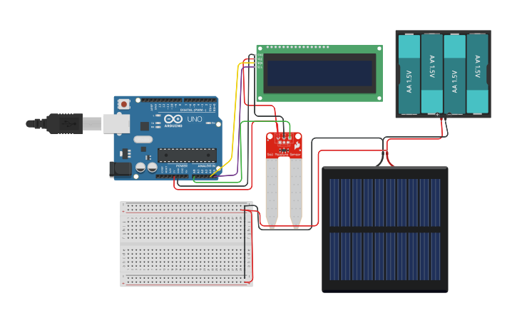 Circuit design SOLAR SMART IRRIGATION SYSTEM - Tinkercad