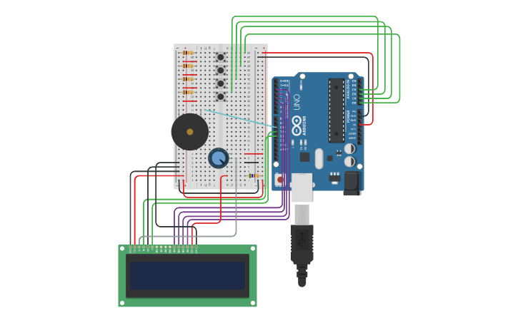 Circuit design Simple Egg Timer - LCD - Hamec - Tinkercad