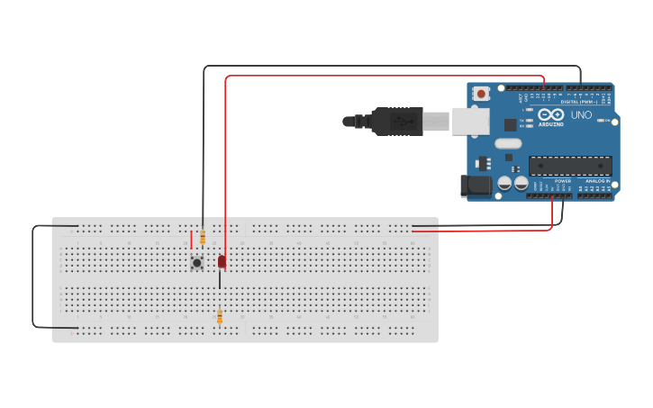 Circuit design LED button - Tinkercad