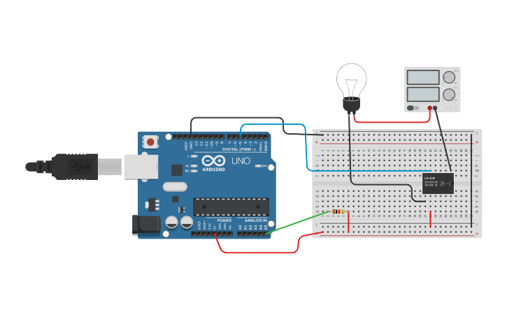 Circuit design Kontrol Lampu dengan Relay DPDT - Tinkercad