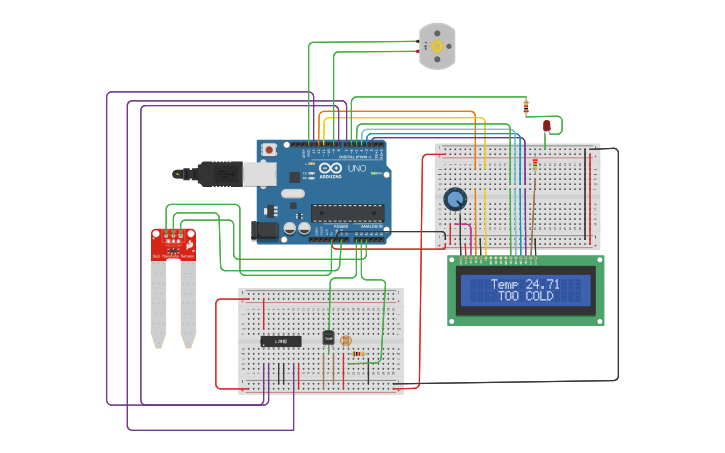 Circuit design Greenhouse monitoring - Tinkercad