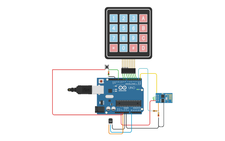 Circuit Design Esp8266 With Keypad And Thingspeak Tinkercad