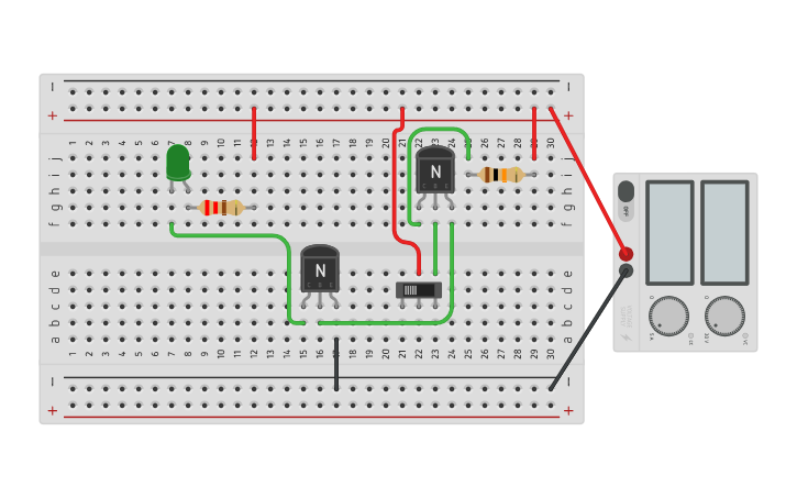Circuit design Connor Lai Two Transistors Touch Circuit | Tinkercad