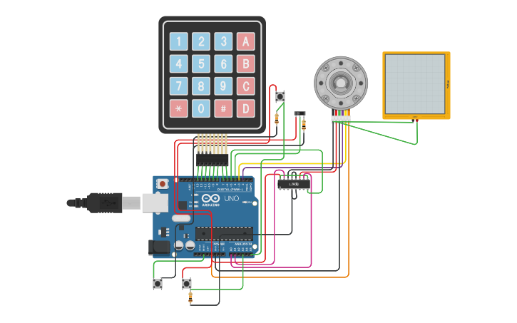 Circuit design dc motor with encoder and keypad - Tinkercad