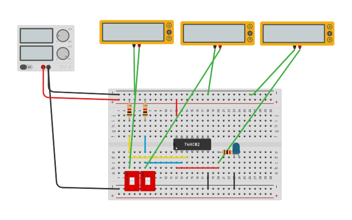 Circuit design NOR - Tinkercad