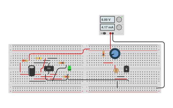 Circuit design 555 Timer Flashing LED - Tinkercad