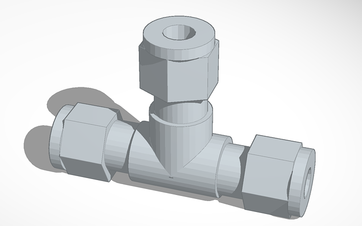 3D design tubing tee - Tinkercad