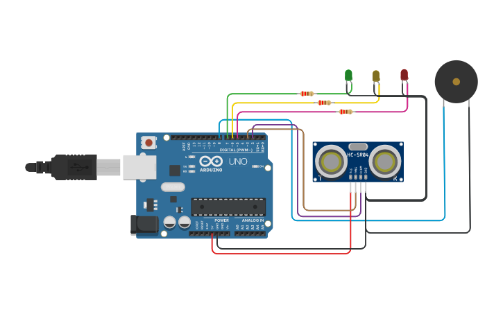 Circuit Design Car Reverse Sensor By Witchayoot Tinkercad