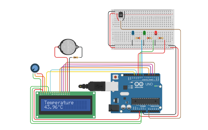Circuit Design Arduino Temperature Sensor Tinkercad