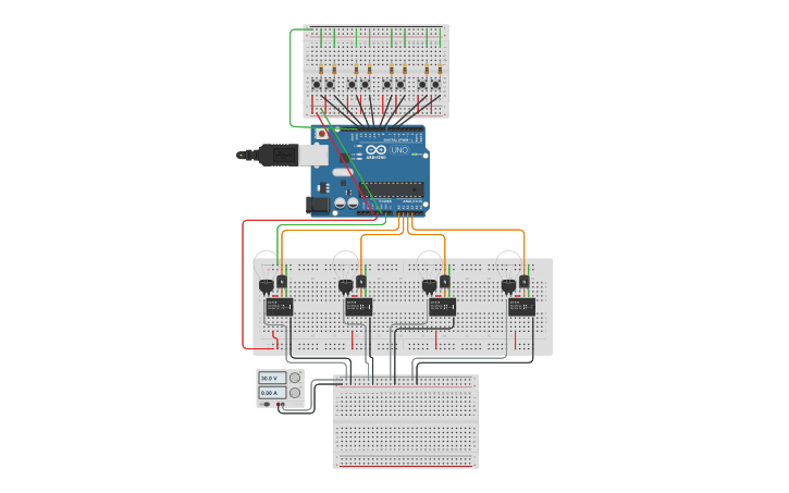 Circuit design Button Relay Control - Tinkercad