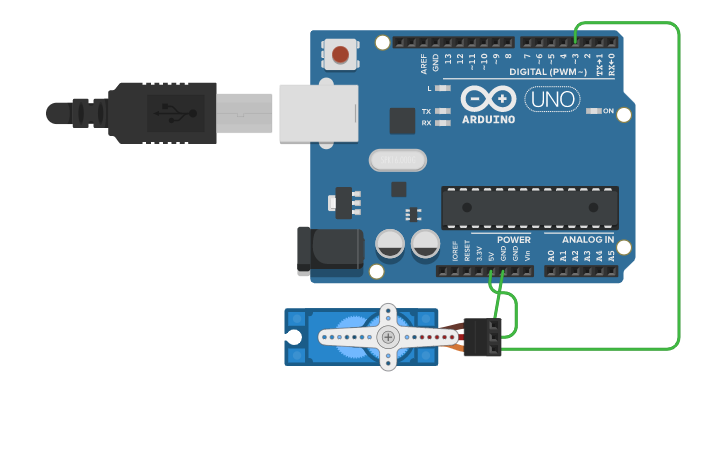 Circuit design Rotate servo motor - Tinkercad