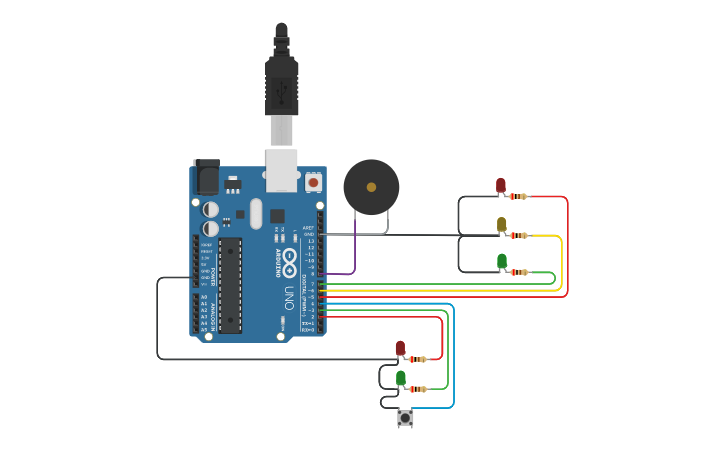 Circuit design Sinaleira de Pedestre | Tinkercad