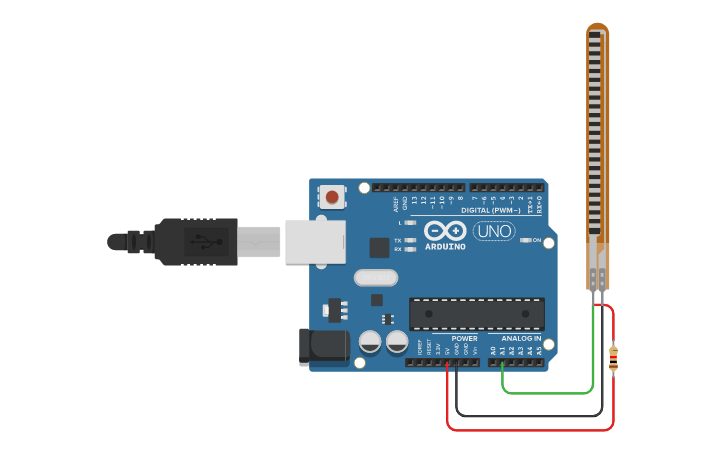 Circuit design FLEX SENSOR - Tinkercad