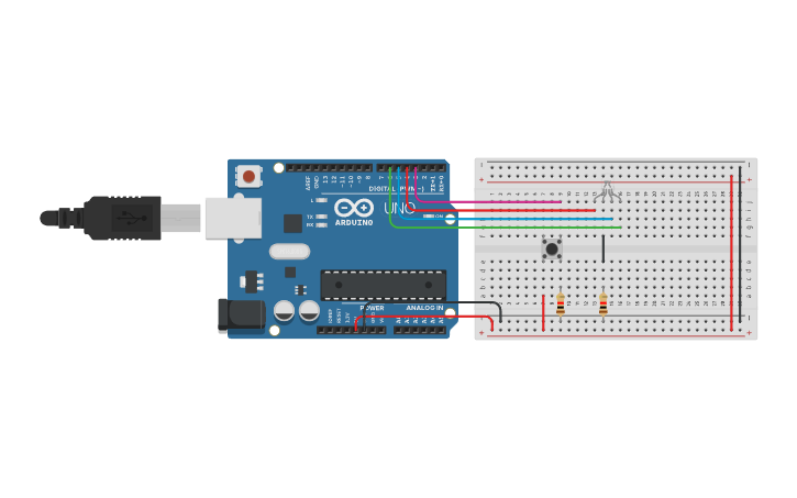 Circuit design AC12: Hardware and Timer Interrupts - Tinkercad