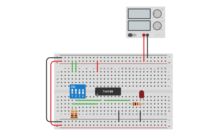 Circuit design AND GATE - Tinkercad