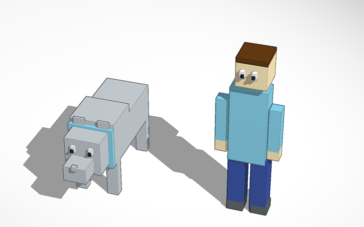 3D design Copy of Mine-Craft Dog (WITH STEVE!!!!) - Tinkercad