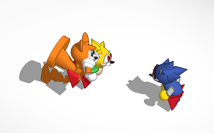 3D design Modern Super Sonic and Tails vs Metal | Tinkercad