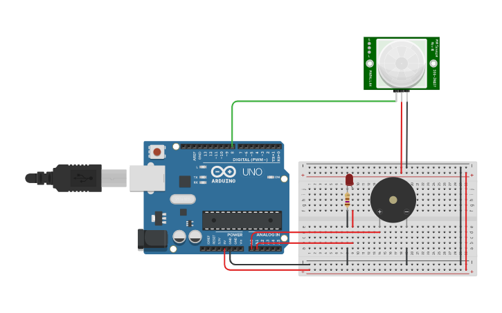 Circuit Design Detector De Presència Tinkercad