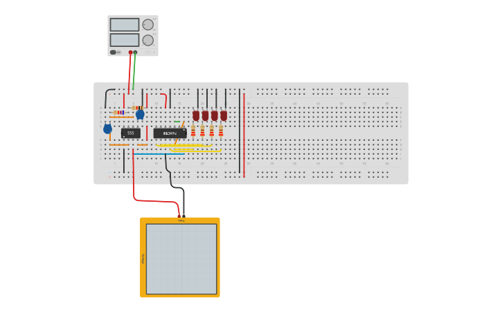 Circuit design digital circuit exercise 1mod 16 | Tinkercad
