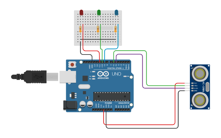Circuit design height measure sensor - Tinkercad