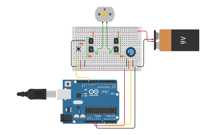 Circuit design Copy of H-Bridge with BJTs | Tinkercad