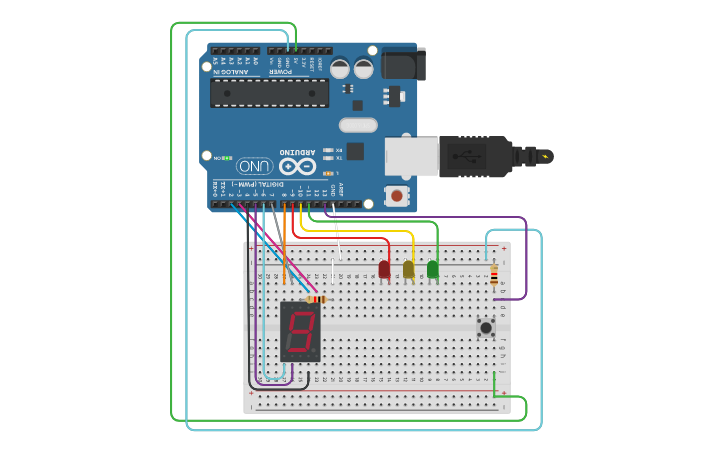 Circuit design Traffic Lights | Tinkercad