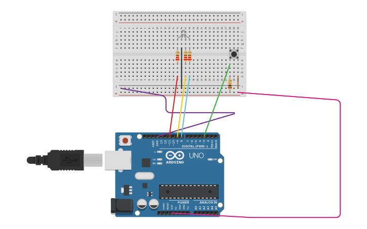 Circuit design LECTURA DE UN BOTON PRESIONADO ACT8 - Tinkercad