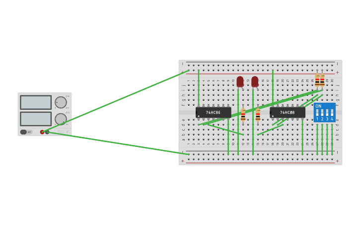 Circuit Design Half Adder Tinkercad