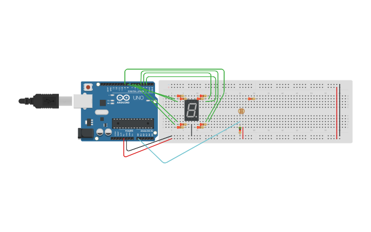 Circuit design 7 segment display - Tinkercad