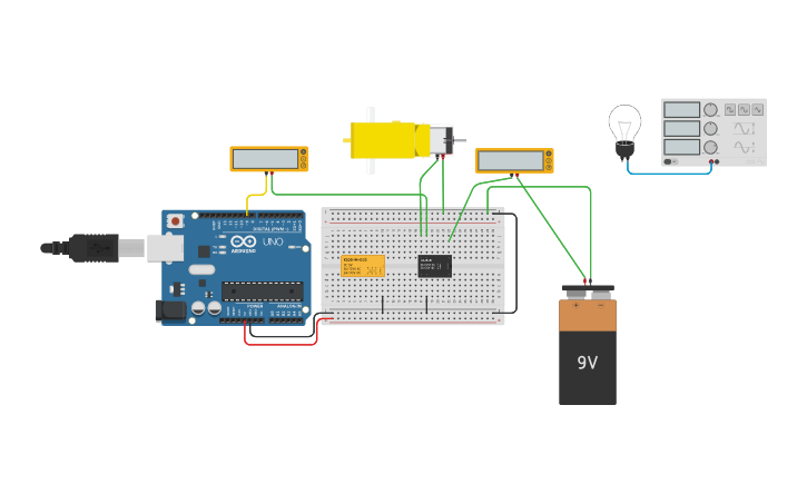 Circuit design motor rele | Tinkercad