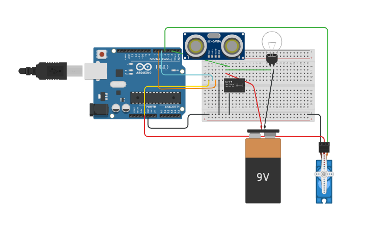 Circuit design Ultrasonic Module HC-SR04 - Tinkercad
