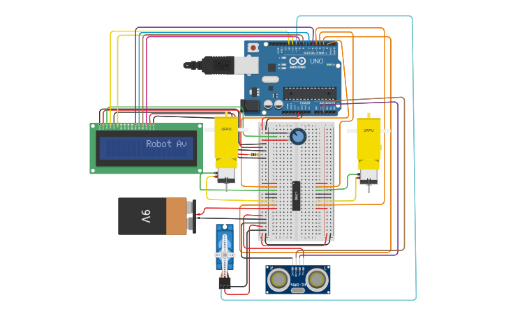 Circuit design Copy of Robot Esquiva Obstáculo | Tinkercad