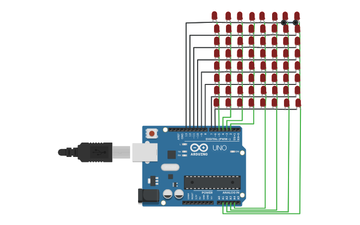 Circuit design 8x8 LED Matrix - Tinkercad